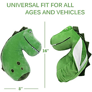 XDEMODA Seatbelt Pillow for Kids Travel - Dinosaur Seat Belt Cover & Cushion Pillow. Child Car Stuffed Plush Animal Travel Pillow. Safety Belt (Dinosaur)
