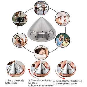 Kitchen Mechanical Timer ,Longben Stainless Steel Metal Mechanical Visual Countdown Cooking Timer with Loud Alarm for Kids Cooking Tools