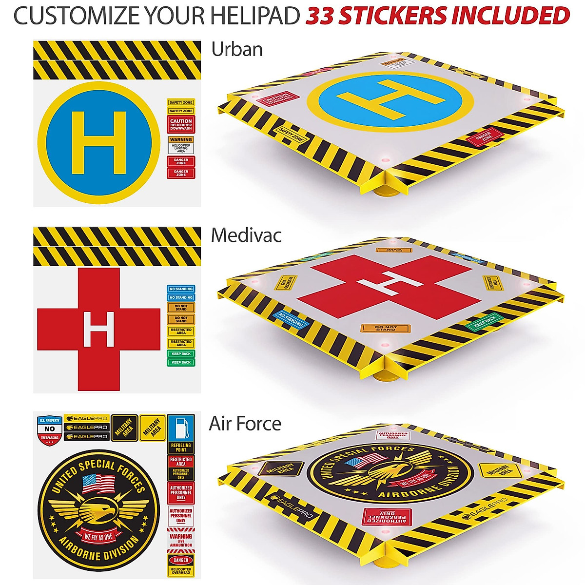 Eagle Pro Remote Control Helicopter Landing Pad - Complete Edition - Flashing LED Lights Installed - Suitable for RC Helicopters, Quadcopters, Drones, Syma Helicopters