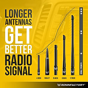 RONIN FACTORY - Chevy Silverado & GMC Sierra Denali Short Antenna 5" Fits All Chevy & GMC Model Years - Anti-Theft - Replacement Antenna Carwash Safe - Flexible Silicone