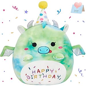 BSTAOFY 15'' Cute Happy Birthday Dinosaur Soft Plush Pillow Green Dinosaur Birthday Stuffed Animal Gifts for Boys Girls Baby Kids