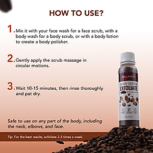 Bella Vita Organic Exfoliate Coffee Scrub For Face & Body, Blackhead Remover, De Tan Removal Ayurveda, Dirt Removal From Neck, Knees, Elbows, Arms 75 g