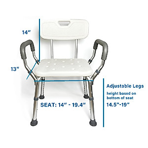 MAYCARE Heavy Duty Shower Chair Bath Seat for Inside Shower,with Padded Armrests and Back,Medical Tool Free Anti-Slip Shower Bench Bathtub Stool for Elderly, Senior, Handicap & Disabled (3102A)