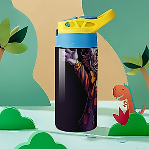 Stainless Steel Water Bottles Cute Cartoon Clown Travel Water Cups with Handle And Silicone Straw Drinking Cup with Leak Proof Lid Thermo Travel Mug for Women Men