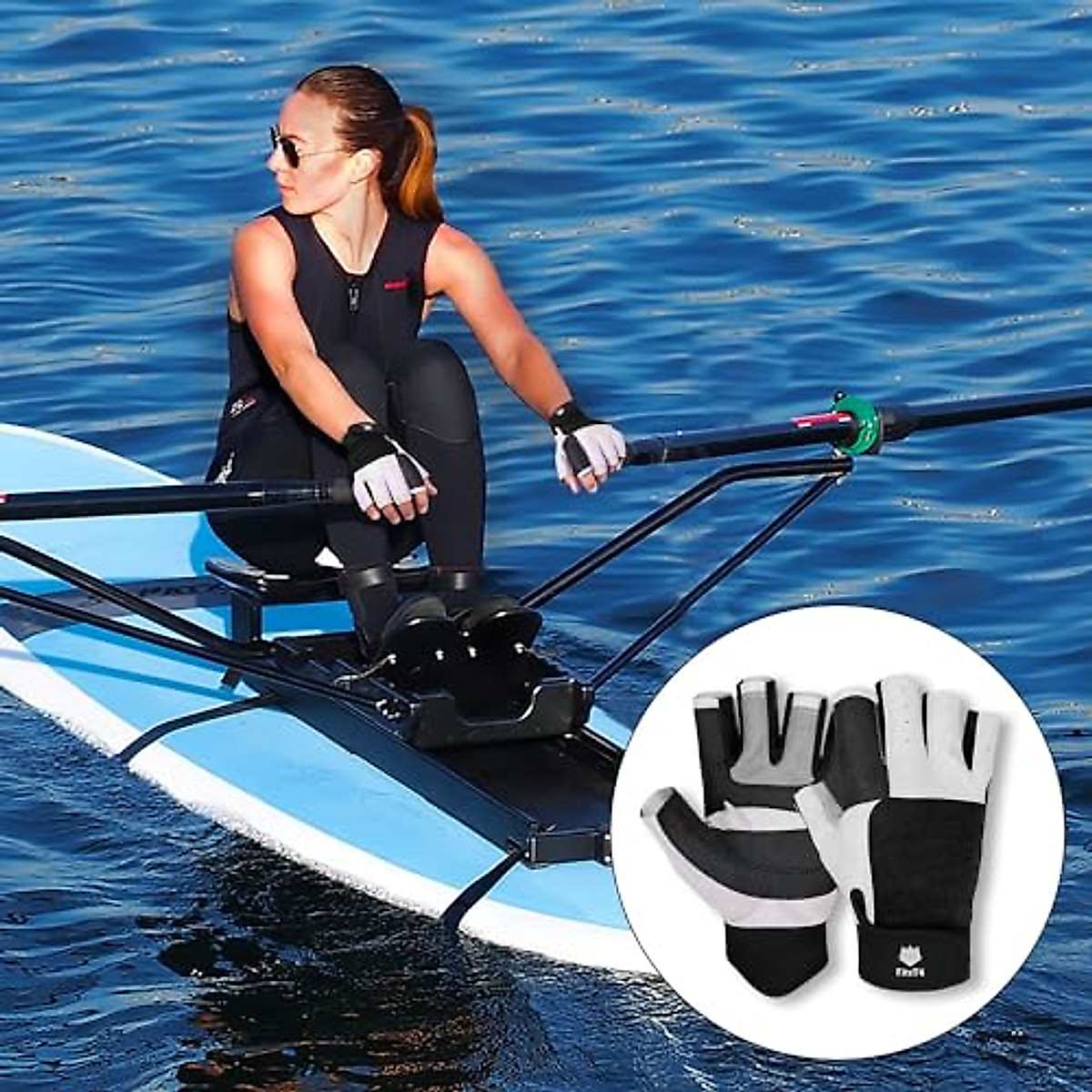 FitsT4 Sports Sailing Gloves 3/4 Finger and Grip Great for Sailing, Yachting, Paddling, Kayaking, Fishing, Dinghying Water Sports for Men and Women Black M