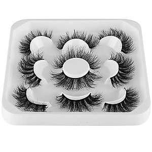 Geeneiya Mink Lashes Fluffy 5 Pairs Eyelashes Wispy Natural Look Eye Lashes Pack 8D Fluffy Dramatic False Lashes Luxury Volume Strip Fake Eyelashes 5 Styles