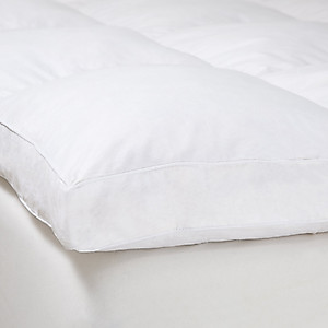 Lavish Home Full Size Mattress Topper - 2-Inch Duck Feather Gusset Mattress Pad for Beds - 233-Thread Count Cotton Mattress Cover 54 x 75 x 2 inches Whiite Set of 1