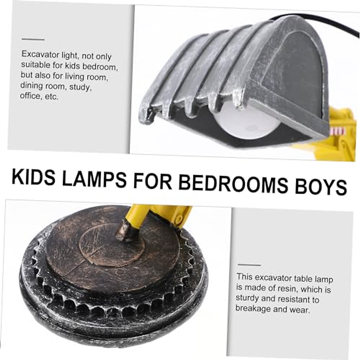 Baluue Excavator Table Lamp, Unique Night Light Excavator Shaped Industrial Design Led Light with Charging Cable Bedroom Night Light Excavator Model Night Lamp for Boys Desktop Decor