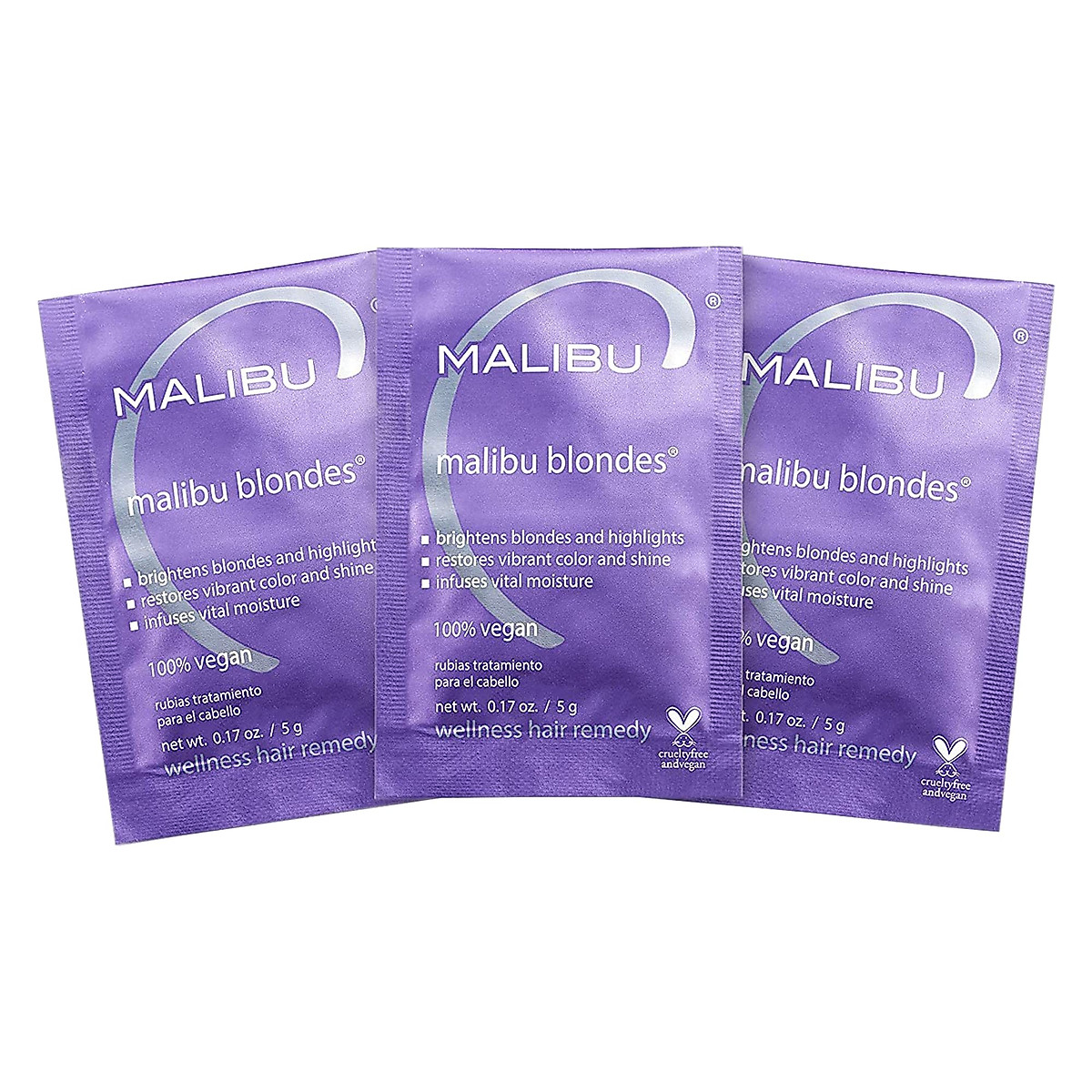 Malibu C Blondes Wellness Remedy - Removes Discoloration from Bleached, Highlighted or Natural Blonde Hair + Restores Vibrance and Shine with Vitamin C Complex (3 Packets)