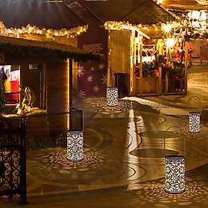 Tencoz Solar Lantern Outdoor, Solar Lantern Waterproof Garden LED Solar Light, Solar Metal Lantern Hanging Lights Moroccan Solar Decorative Lantern for Garden, Patio, Yard and Table