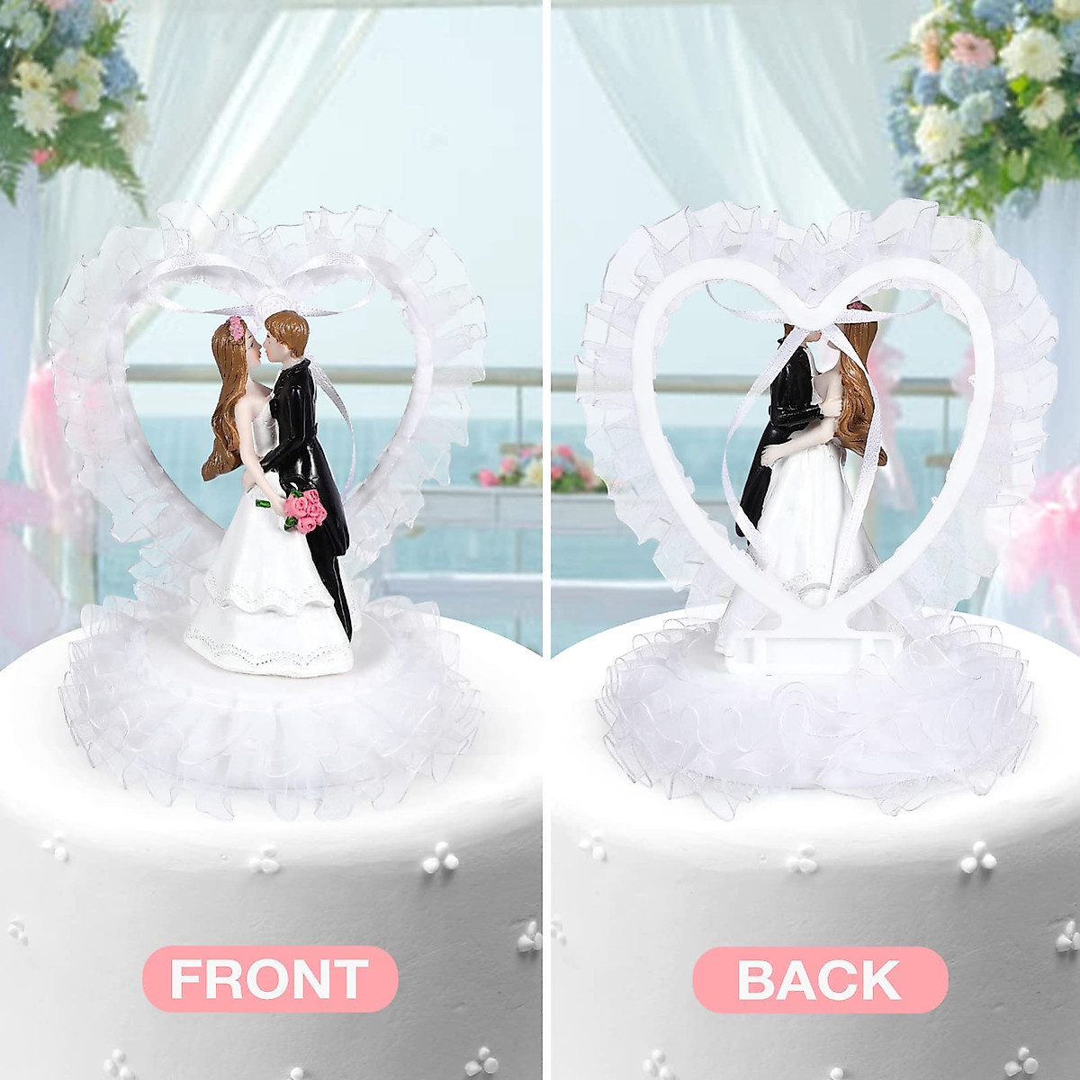 Abaodam Bride & Groom Cake Topper Couple Cake Decoration for Wedding Engagement Party Mr and Mrs Anniversary