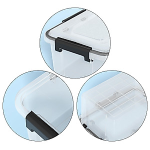 Nesmilers 10 Liter Plastic Storage Container with Seal Circle and Latches Lid, Clear Food Storage Boxes Set of 4