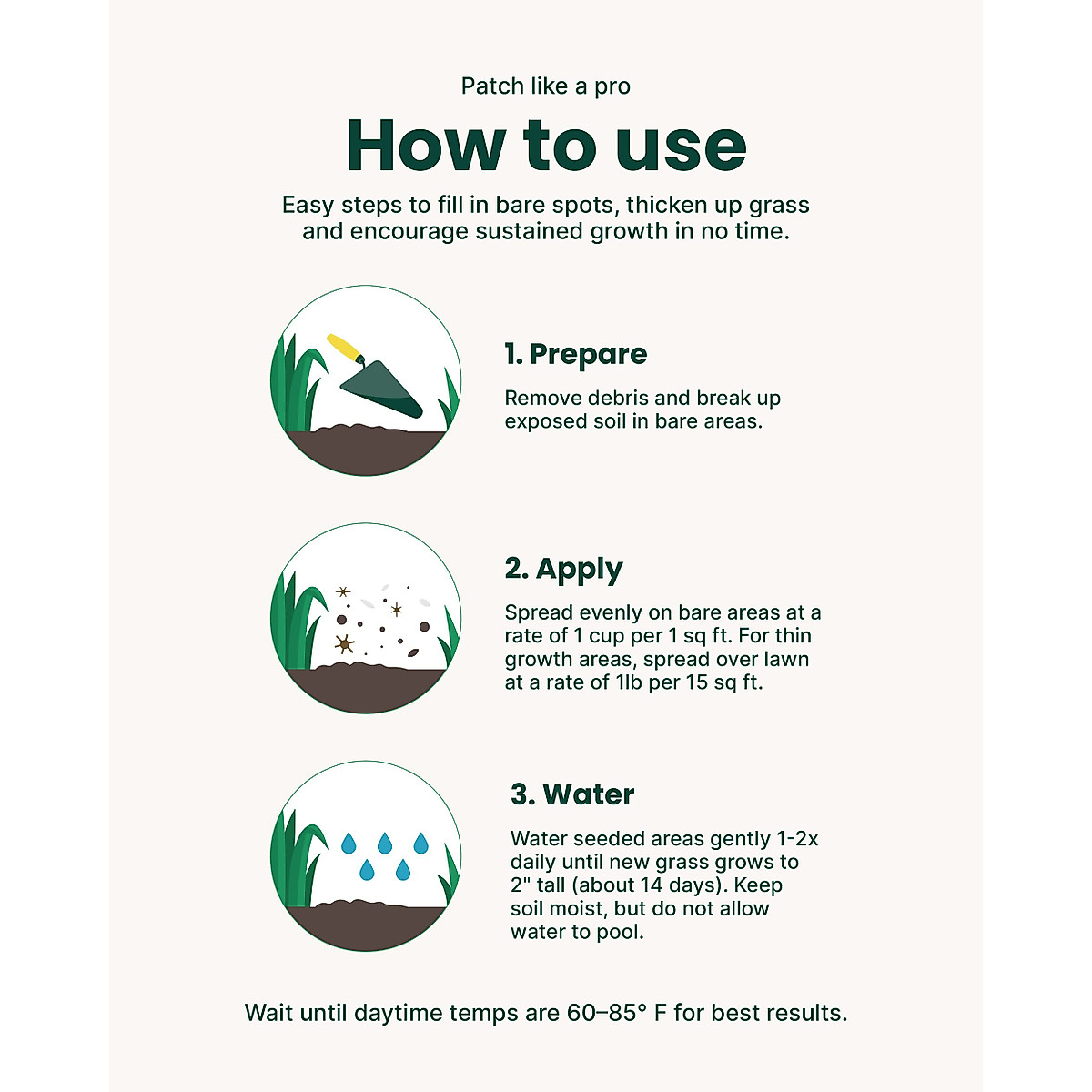 Sunday Bare Repair Sun and Shade Grass Seed Spot Treatment - Grass Seed for Shade and Hard to Grow Areas - Lawn Patch Repair That Works in 14 Days or Less - 3.75lb Jug (Covers 55 Sq Ft)