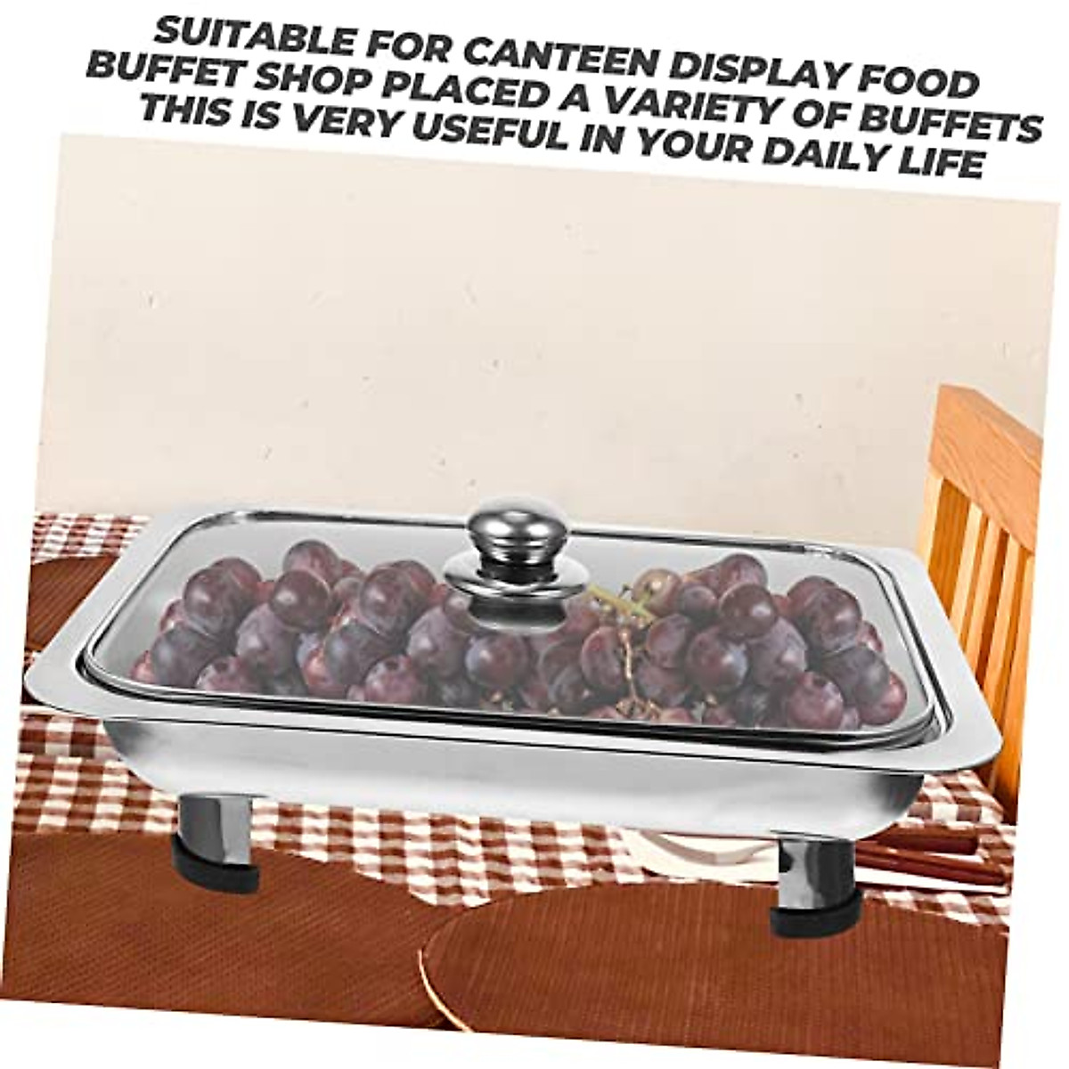 Angoily Steel Buffet Metal Serving Tray Snack Trays Square Pan Buffet Serving Platters Serving Chafers Entertaining Buffet Dishes Serving Dish Buffet Server Dish Chafing Dish Buffet Set