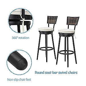 LOKATSE HOME Outdoor Swivel Bar Stools Set of 4 for Pub Kitchen Cafe Patio Bistro, Beige
