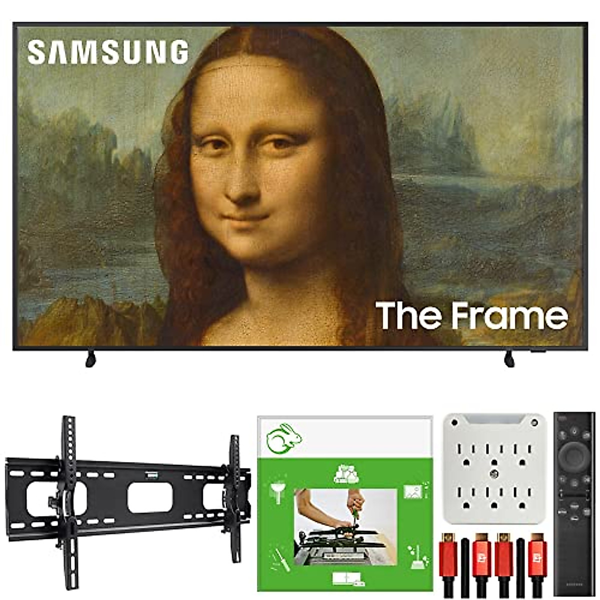 SAMSUNG QN55LS03BA 55 inch The Frame QLED 4K UHD Quantum HDR Smart TV (2022) Bundle with TaskRabbit Installation Services + Deco Gear Wall Mount + HDMI Cables + Surge Adapter