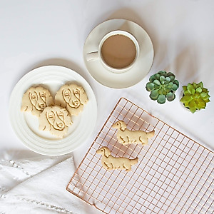 Set of 2 Long Haired Dachshund cookie cutters (Designs: Body & Face), 2 pieces - Bakerlogy