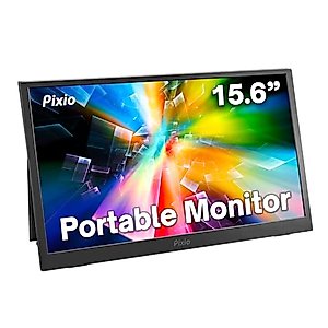 Pixio PX160 Portable Monitor 15.6 inch 60Hz Refresh Rate FHD 1080p Resolution IPS Panel HDR Screen Cover Stand USB-C HDMI Display for Laptop, PC, Console, Phone