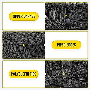 SUNROX Gel Memory Foam Chair Cushions, FadeShield Water-, Stain-Resistant Durable Reversible Seat Cushion Pads with Ties for Indoor/Outdoor Kitchen Dining Office 17"x16" Set of 4, Midnight