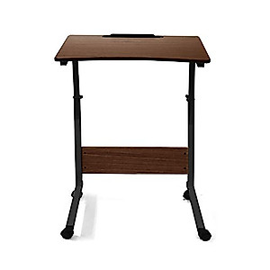 Urban Lifestyle Wood Adjustable Rolling Laptop Desk, Black
