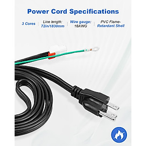 3903-000519 Refrigerator Power Cord Compatible with Samsung RH29H8000SR/AA-00 RF261BEAEWW/AA-01 etc Replacement Fridge Power Cord 3903-000786 3903-001013 3903-000796 Pure Copper Wire Thickened