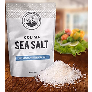 AVA JANE'S KITCHEN - Colima Sea Salt Unrefined Hand Harvested - 100% all Natural Organic Sea Salt, Gourmet Grade, Coarse Grain, Non GMO's Kosher Salt, 8oz