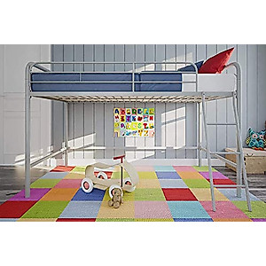 DHP Junior Loft Bed Frame with Ladder, Twin, Silver