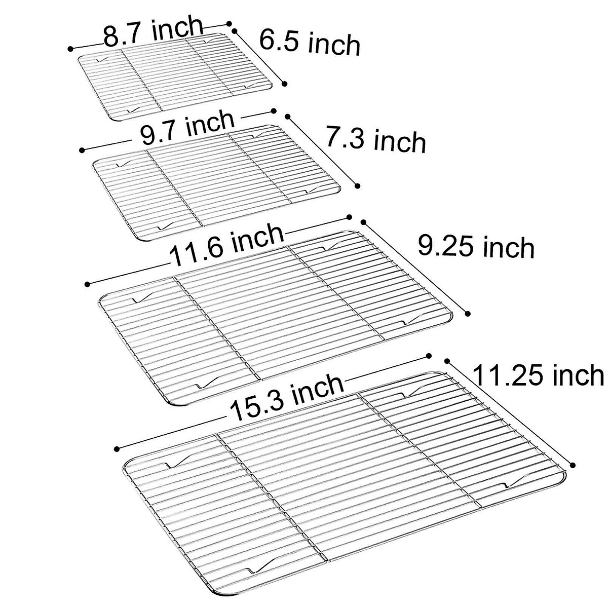 TeamFar Cooling Rack Set of 4, Roasting Baking Racks Stainless Steel for Baking Sheet Toaster Oven Pan, Healthy & Rust Free, Mirror Finish & Dishwasher Safe …