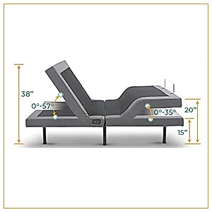 Adjustable Comfort Upholstered Adjustable Bed Base with Massage, Wireless Remote, Three Leg Heights, and USB Ports-Ergonomic, Full, Black