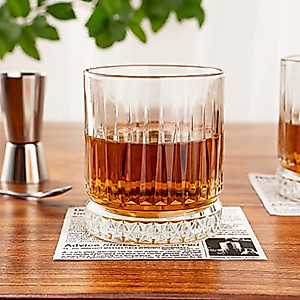Restaurantware Elysia 12 Ounce Whiskey Glasses 12 Cut Rocks Glasses - Lead-Free Weighted Base Clear Glass Tumblers Dishwasher-Safe For Scotch Bourbon And Cocktails