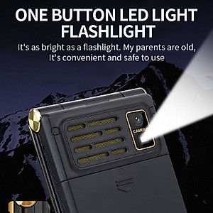 3 Inch Senior Flip Phone, 2G Mobile Unlocked with SOS Big, LED Flashlight and Cell Phone Clear Sound,Dual SIM Slots 5900mAh Unlocked Cellphone for Seniors Kids (Gold Color)