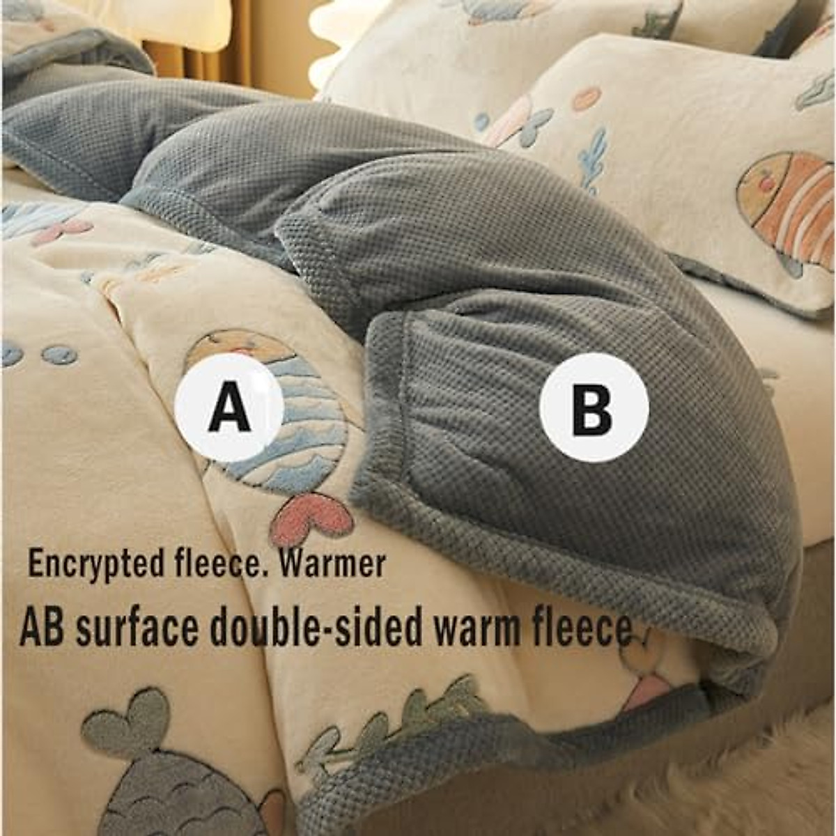 Queen Size Flannel Sheet Set, Full Size Reversible Cotton Velvet, Queen Sheet Set Cotton, Flannel Bed Sheets Queen, King Size Autumn and Winter Christmas 4 Pcs Warm & Cozy (E,78.7 * 90.5in)