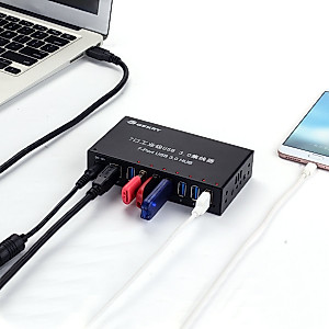 GEKRY USB 3.0 Hub, USB Data Hub, Metal Case Mountable 7-Port Powered USB Hub 3.0 with 36W AC Adapter-Type A