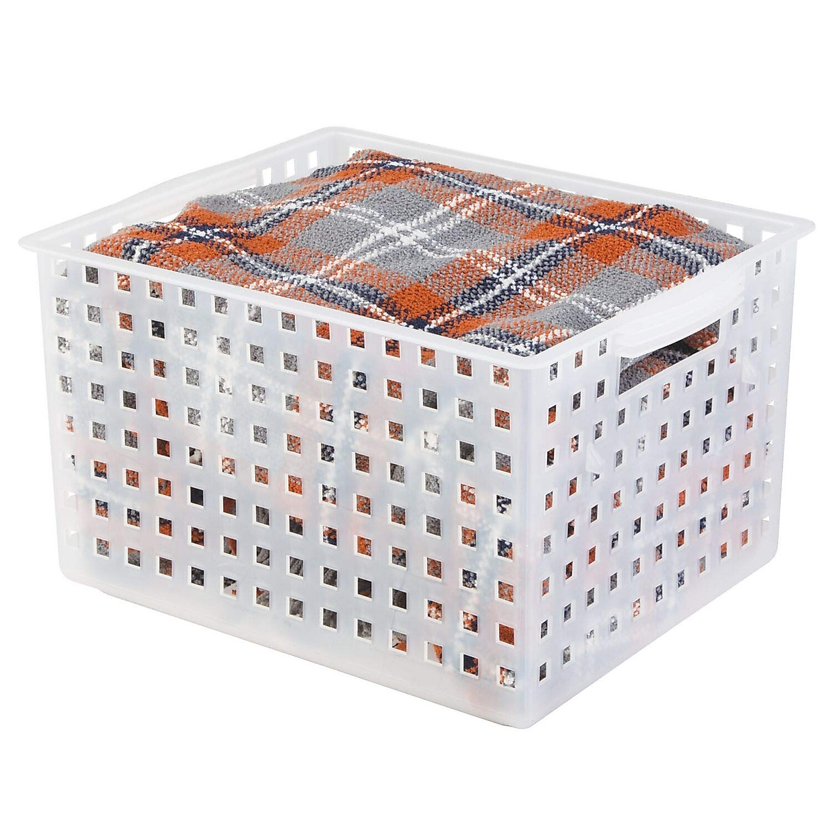 iDesign Modulon X/6 BPA-Free Recycled Plastic Large Stackable Basket, 11.2" x 14.3" x 8.1", Frost
