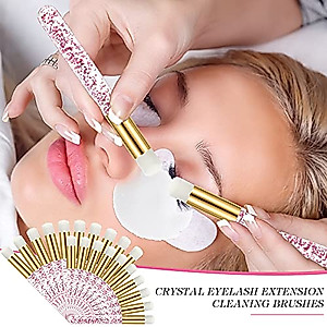 20 Pieces Glitter Crystal Lash Shampoo Brushes with Container Eyelash Extension Cleanser Brush Lash Cleansing Brushes Lash Bath Brush Eyelash Brushes for Eyelash Extensions Prolong Cleansing (Purple)