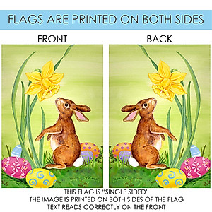 Toland Home Garden 119114 Bunny Daffodil Easter Flag 12x18 Inch Double Sided Easter Garden Flag for Outdoor House Eggs Flag Yard Decoration