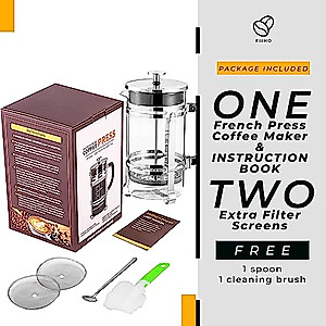 French Press Coffee and Tea Maker（34oz）,304 Stainless Steel Coffee Press with 4 Filters Screen-100% No Residue -German Heat-Resistant Borosilicate Glass- BPA FREE -Dishwasherable，Copper