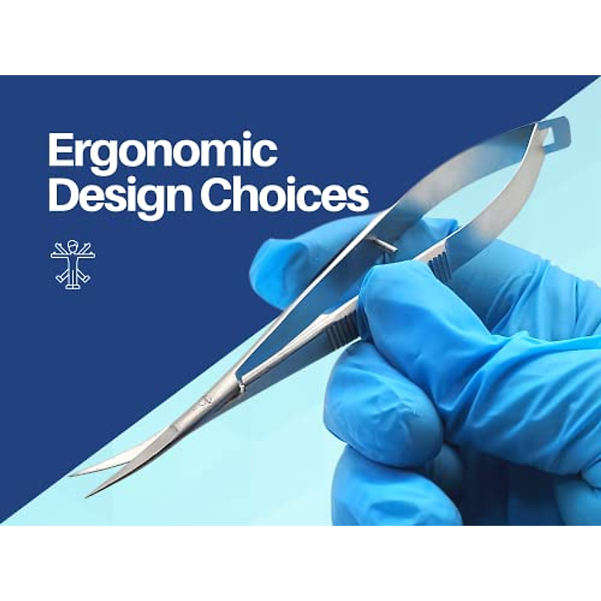 Micro Scissors 4.5" curved Castroviejo stitch cutting embroidery spring action extra sharp Squeeze scissors for ENT eye skin dental veterinary surgeon by Artman Instruments