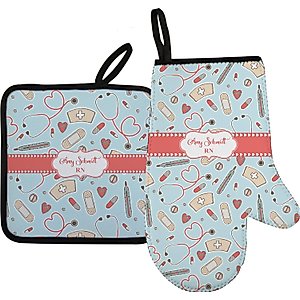 Personalized Nurse Right Oven Mitt & Pot Holder Set w/Name or Text