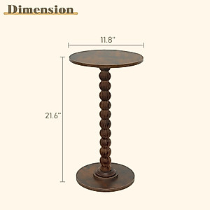 Fultyle Round Side Table, Small Drink Table for Small Spaces, Modern Accent Nightstand with Solid Wood Leg for Living Room, Bedroom, Corners, and Office (Rustic Brown)