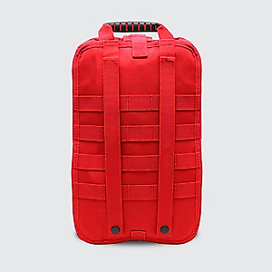 MediTac Large Hawk Type Tactical Trauma Bag - Hook and Loop Fastener Backpack, MOLLE Rucksack Pack - Red