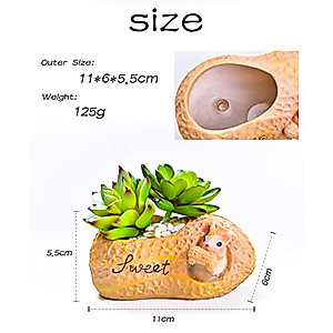 Cute Little Squirrel Flowerpot with Drainer Garden Flowerpot Resin Succulent Potted Bonsai Plant Stand Home Desk Mini Ornaments Cartoon Ornaments Does Not Contain Plants