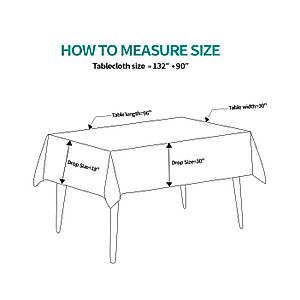 Surmente Tablecloth 90 x 132-Inch Rectangular Polyester Table Cloth for Weddings, Banquets, or Restaurants (White，10 Pack) ………