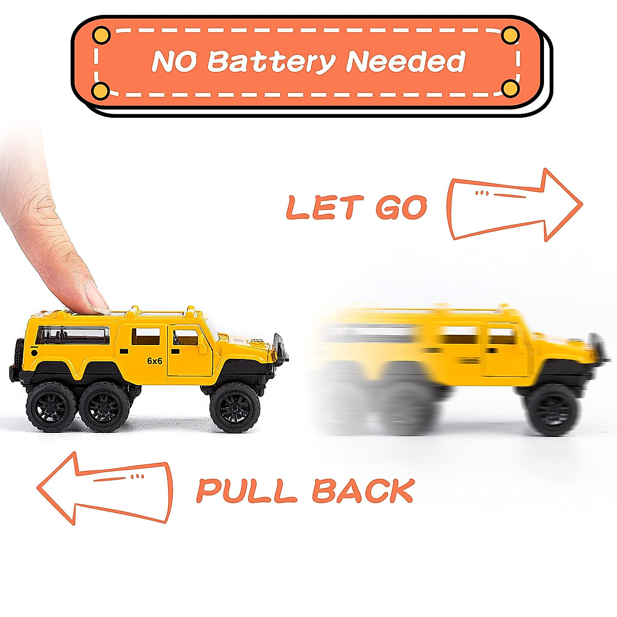 KIDAMI Diecast Toy Trucks 4 Pack Pull Back Toy Cars Openable Doors Off-Road Car Toys Birthday Gift for Boys and Toddlers (Original)