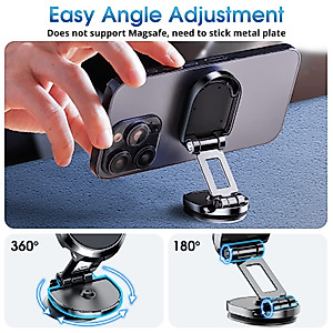 [2-Pack] Magnetic Phone Holder for Car Alloy Folding Magnetic Car Phone Holder [Super Strong Magnet] Car Magnetic Phone Mount 360° Rotation Magnetic Cell Phone Holder Dashboard Car Mount for All Phone