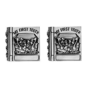 First Curl and First Tooth Keepsake Box for Kids Metallic Engraved Cute Shape, Silver Tooth Holder, Tooth Collection Organizer, Great Gift Idea for Babies to Keep The Childhood Memory (Book)
