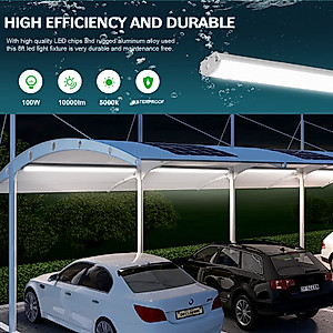 AntLux 8FT LED Vapor Tight Light, 100W 10000LM, 8 Foot LED Vapor Proof Light Fixture Outdoor Shop Lights, IP67 Waterproof LED Lights for Parking Garage Carport Car Wash, Freezer Light, Plug In, 4 Pack