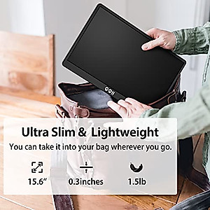 Portable Monitor, QQH 15.6" Portable Travel Monitor for Laptop 1080P FHD IPS Second Screen, Gaming Monitor, USB C HDMI External Monitor Display for Computer Phone PC MAC PS4 Switch, Foldable Kickstand