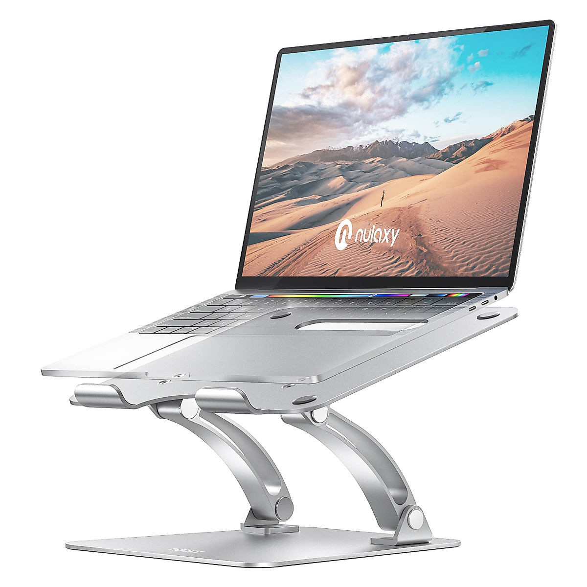 Nulaxy Laptop Stand for Desk, Ergonomic Height Angle Adjustable Laptop Riser Holder with Heat-Vent Computer Stand Compatible with 10-17" Up to 22 Lbs Laptop Notebook Computer Silver