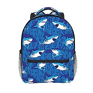 YSBKN Kid's Mini Backpack 12 inch Blue Sharks Backpack Schoolbag Preschool Kindergarten Children Bag Nursery Travel Bag for Toddler Boys Girls Age 3-7